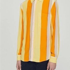 Sandro | Shirts | Sandro Yellow And Orange Striped Mens Shirt | Poshmark